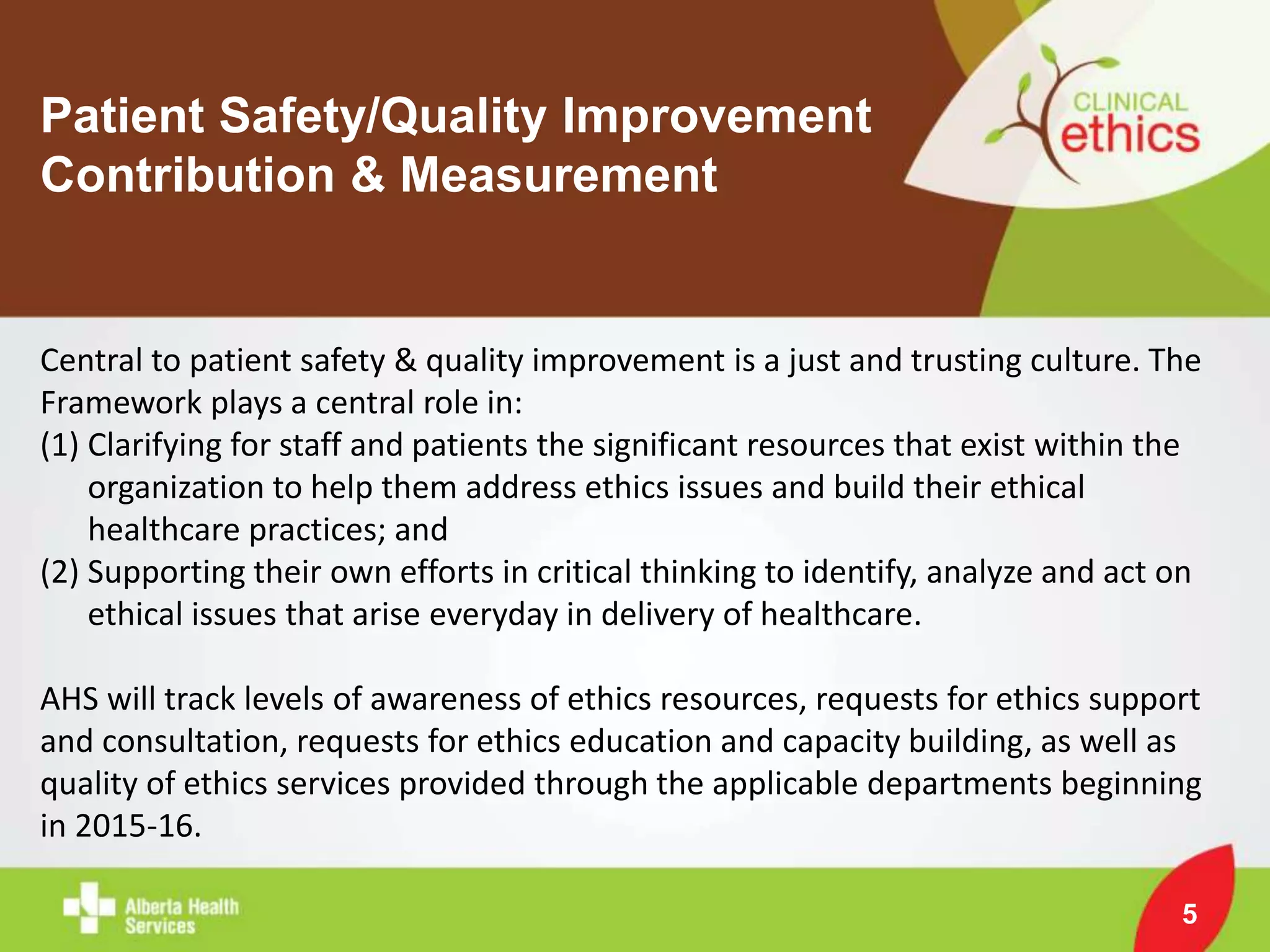 The Alberta Health Services Ethics Framework | PPTX