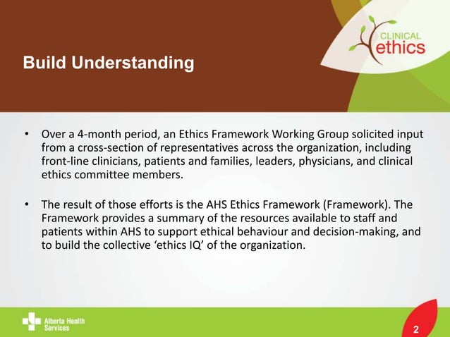 The Alberta Health Services Ethics Framework | PPTX