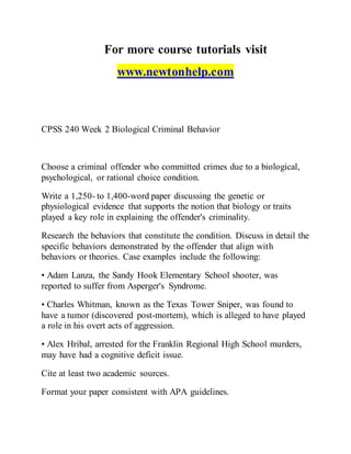 Cpss 240 Education is Power/newtonhelp.com