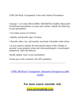 Cpss 240 Education is Power/newtonhelp.com