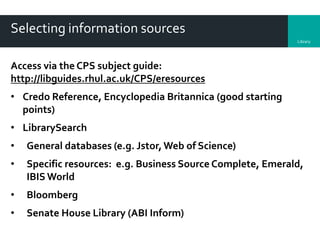 Centre for Professional Studies: library & information skills 2018 | PPT
