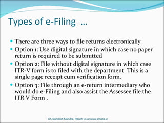 E-Filing of Income Tax Returns | PPT