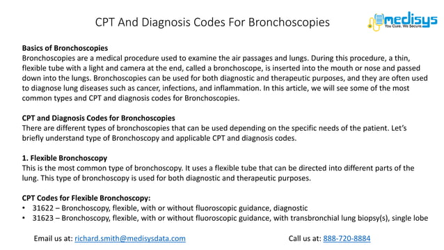 CPT And Diagnosis Codes For Bronchoscopies.pdf | Lung and Respiratory ...