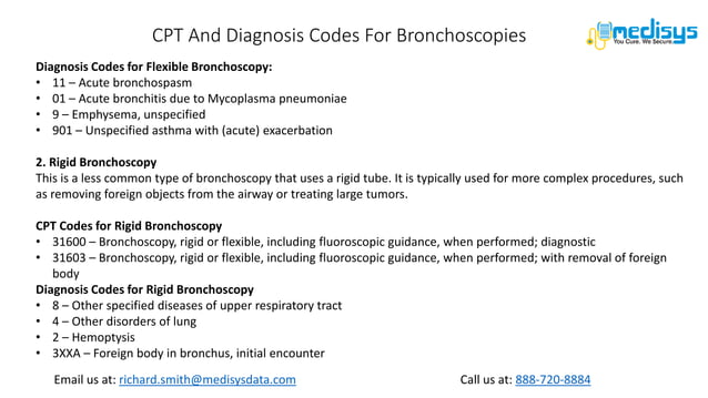 CPT And Diagnosis Codes For Bronchoscopies.pdf | Lung and Respiratory ...