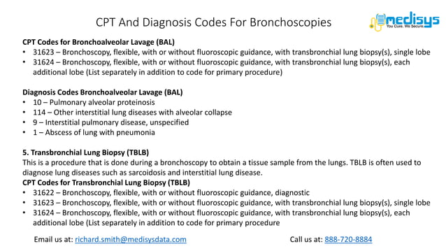 CPT And Diagnosis Codes For Bronchoscopies.pdf | Lung and Respiratory ...