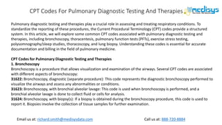 CPT Codes For Pulmonary Diagnostic Testing And Therapies.pptx | Lung ...