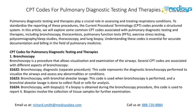 CPT Codes For Pulmonary Diagnostic Testing And Therapies.pptx