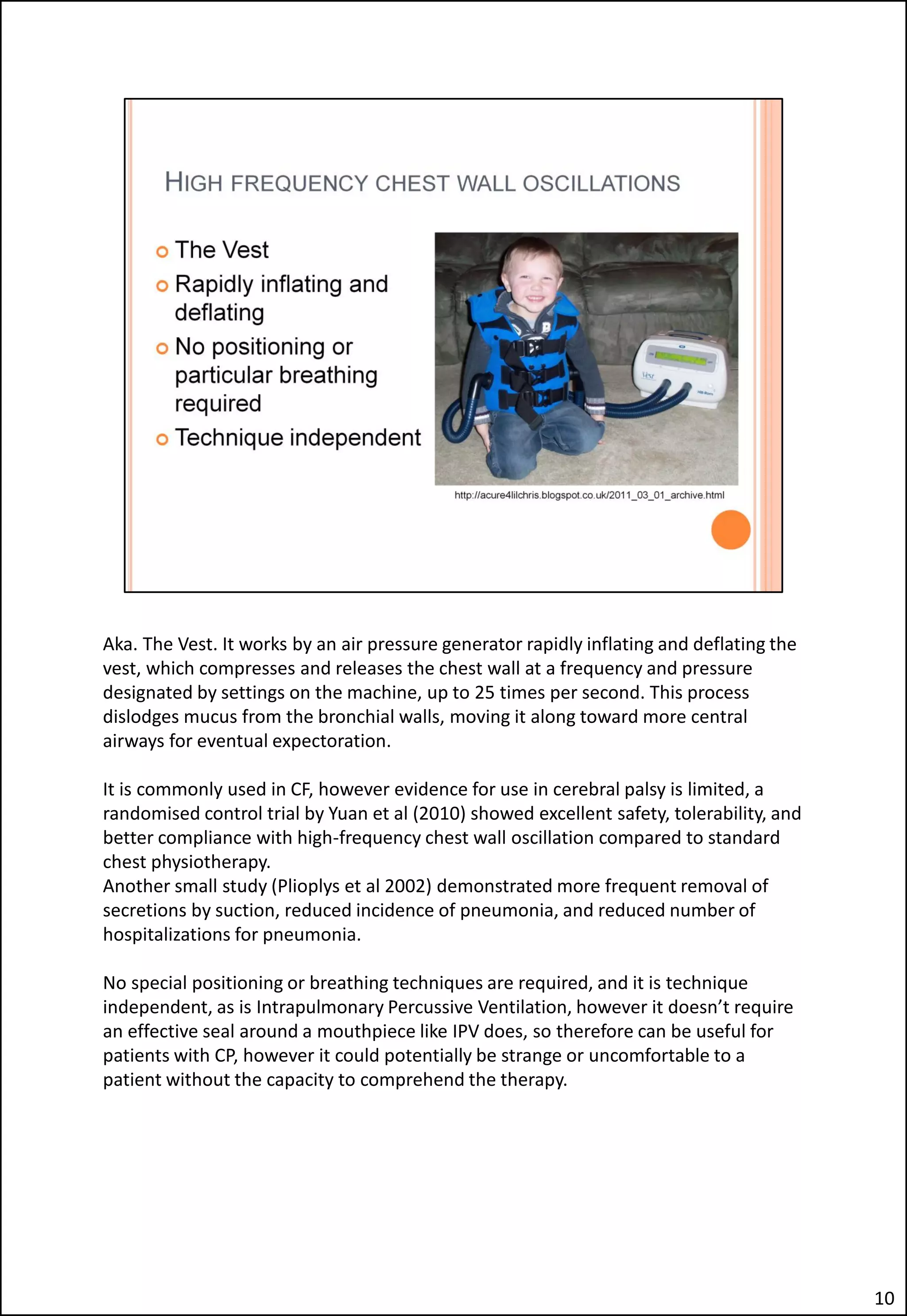 Respiratory Physiotherapy for Cerebral Palsy | PDF