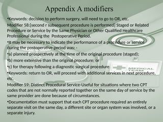 CPT INTRODUCTION & MODIFIERS ICD ,HCPCS.pptx