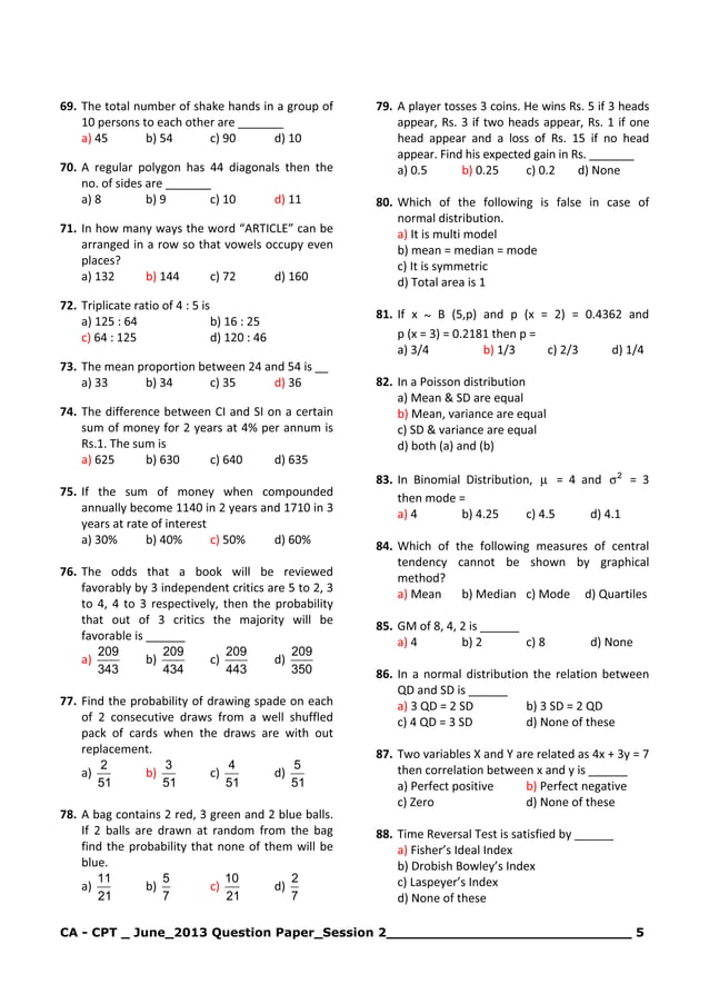 Cpt june 2013 question paper with solution[carocks.wordpress.com] | PDF