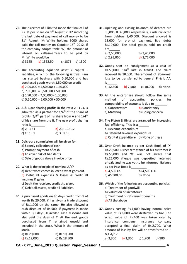 Cpt june 2013 question paper with solution[carocks.wordpress.com] | PDF