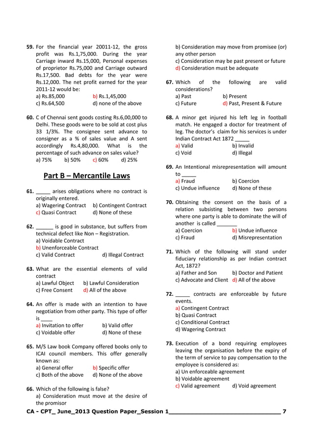 Cpt june 2013 question paper with solution[carocks.wordpress.com] | PDF