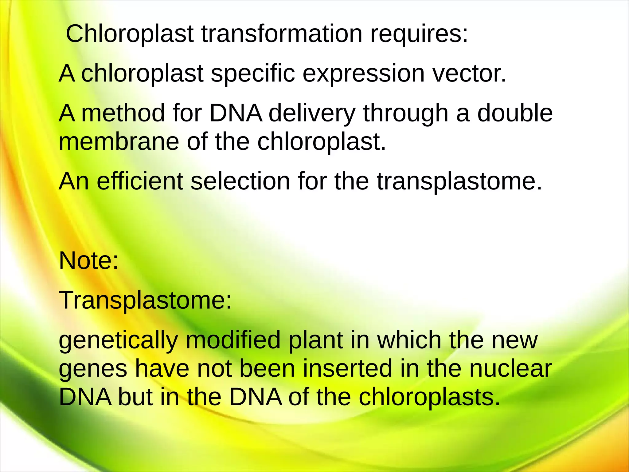 Chloroplast transformation | ODP