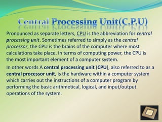 Cpu | PPTX | Operating Systems | Computer Software and Applications