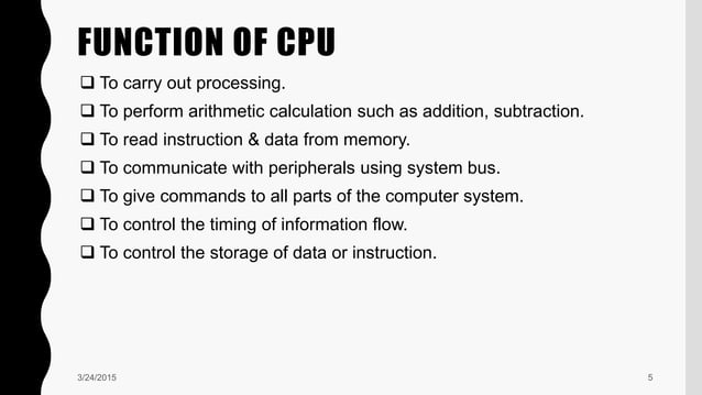 CPU (Central Processing Units) | PPTX | Computing | Technology & Computing