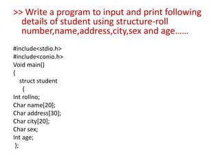 Basic of Structure,Structure members,Accessing Structure member,Nested ...