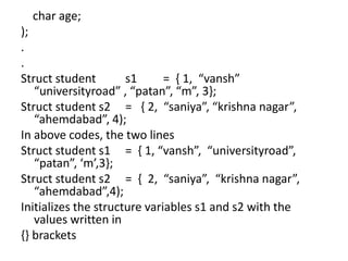 Basic of Structure,Structure members,Accessing Structure member,Nested Structure…. | PPT