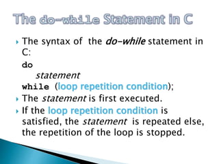 While , For , Do-While Loop | PPTX