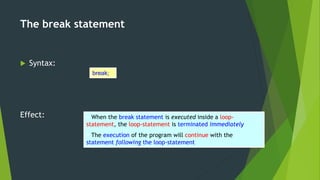 Switch statement, break statement, go to statement | PPTX