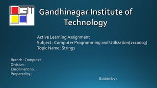 Strings in c langauge | PPTX | Programming Languages | Computing