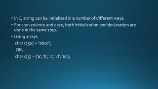 Strings in c langauge | PPTX | Programming Languages | Computing