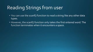 Strings in c langauge | PPTX | Programming Languages | Computing