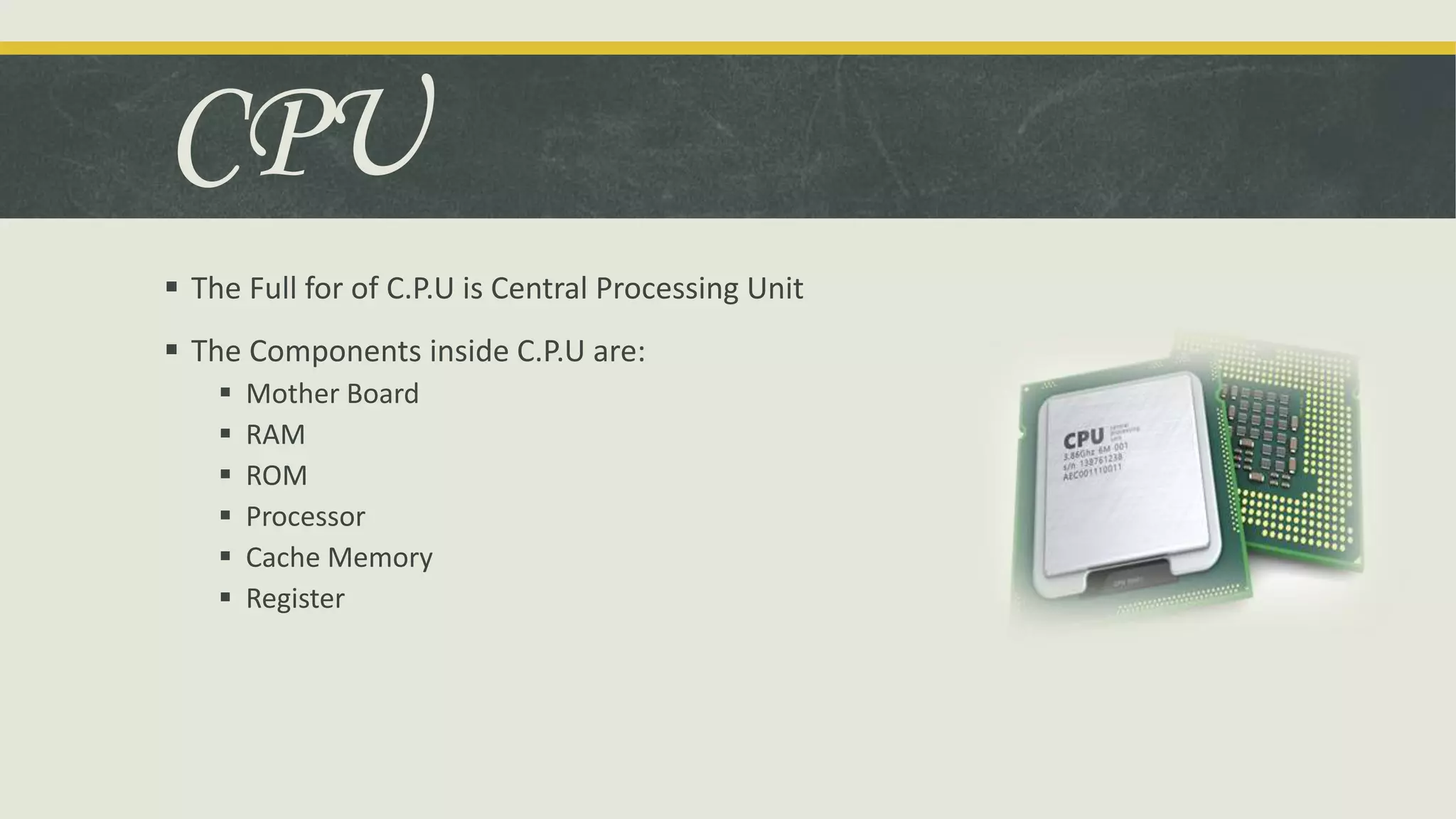 CPU - Central processing unit | PPT