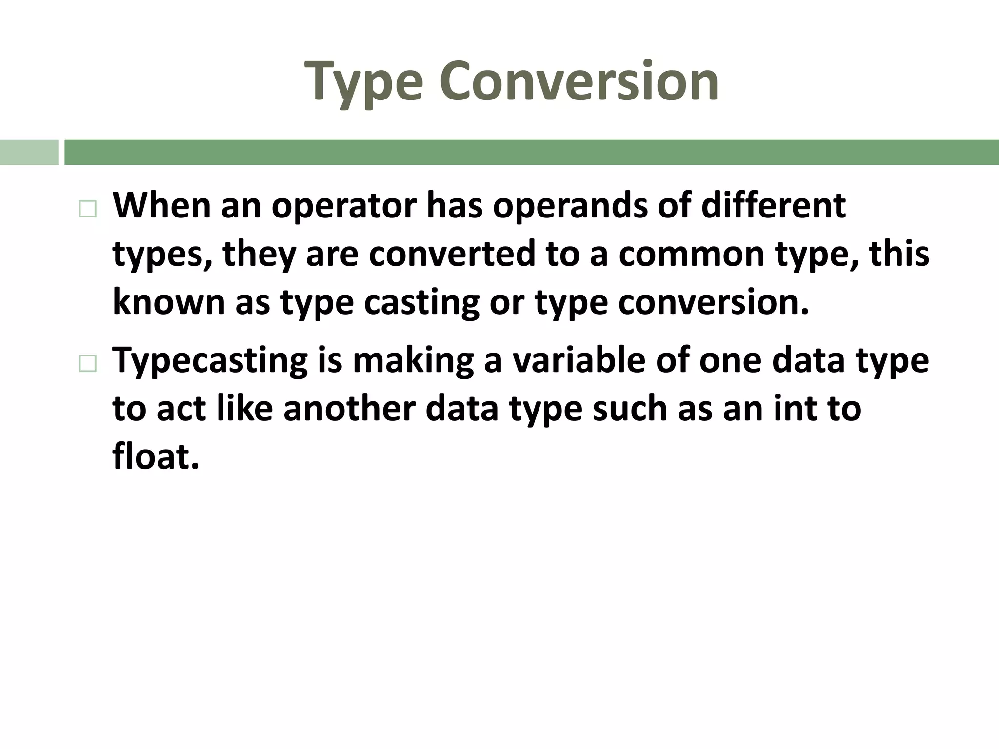 Type Conversion Precedence Associativity In C Programming Ppt 9237