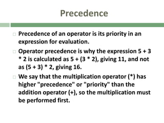 Type conversion, precedence, associativity in c programming | PPTX