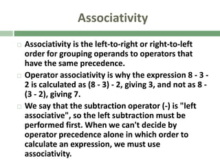 Type conversion, precedence, associativity in c programming | PPT