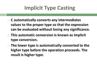 Type conversion, precedence, associativity in c programming | PPT