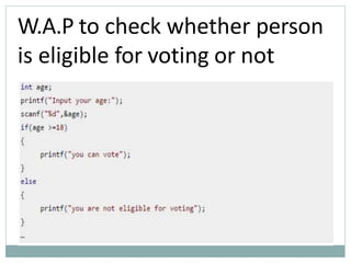 Decision making and branching in c programming | PPTX | Programming Languages | Computing