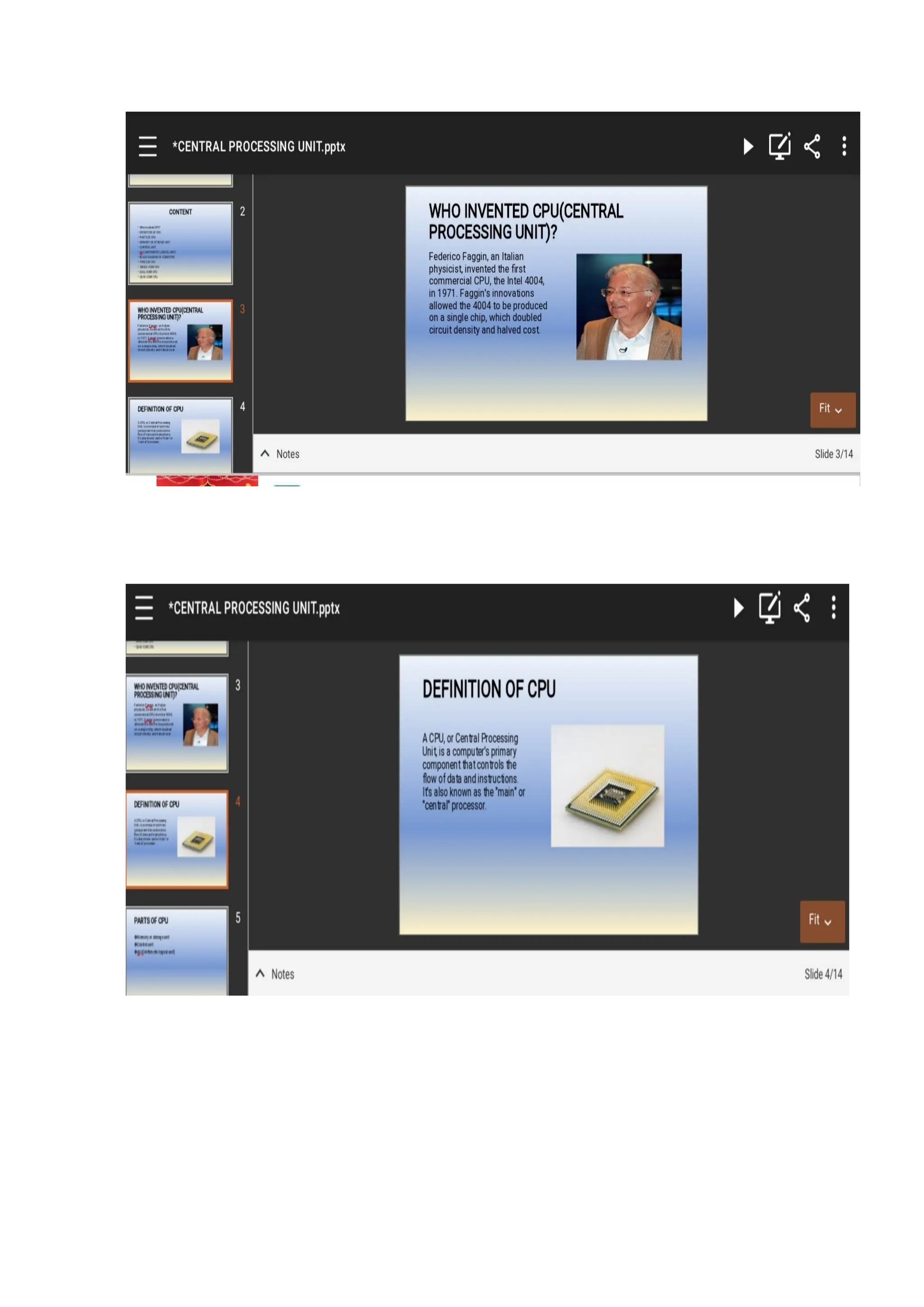 Presentation on Central Processing Unit. | DOCX