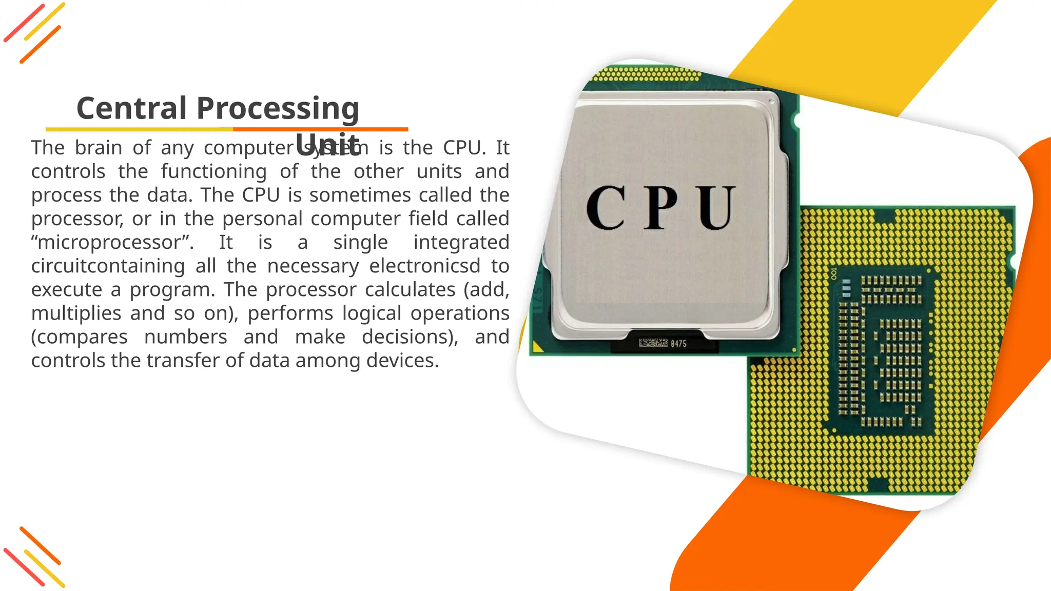 Central processing unit safaa mahmood atallah @BOHOTH97 | PPT