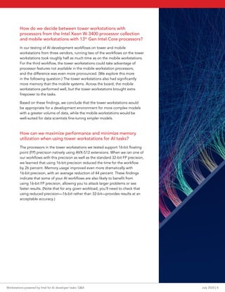 Workstations powered by Intel for AI developer tasks: Q&A | PDF