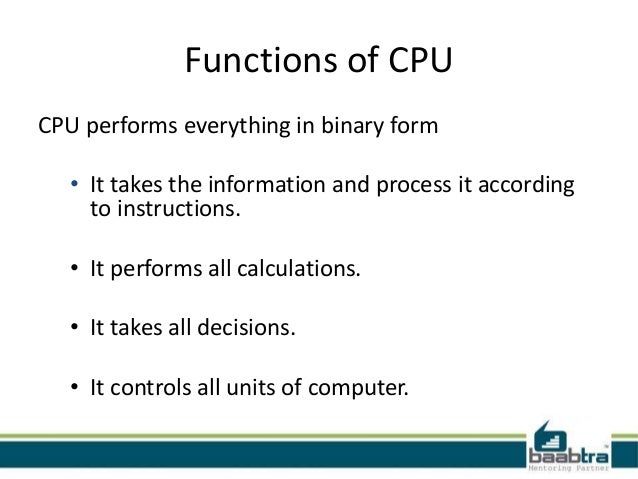 Cpu and its execution of statements