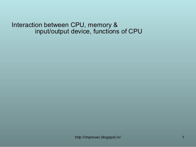 Cpu and its functions