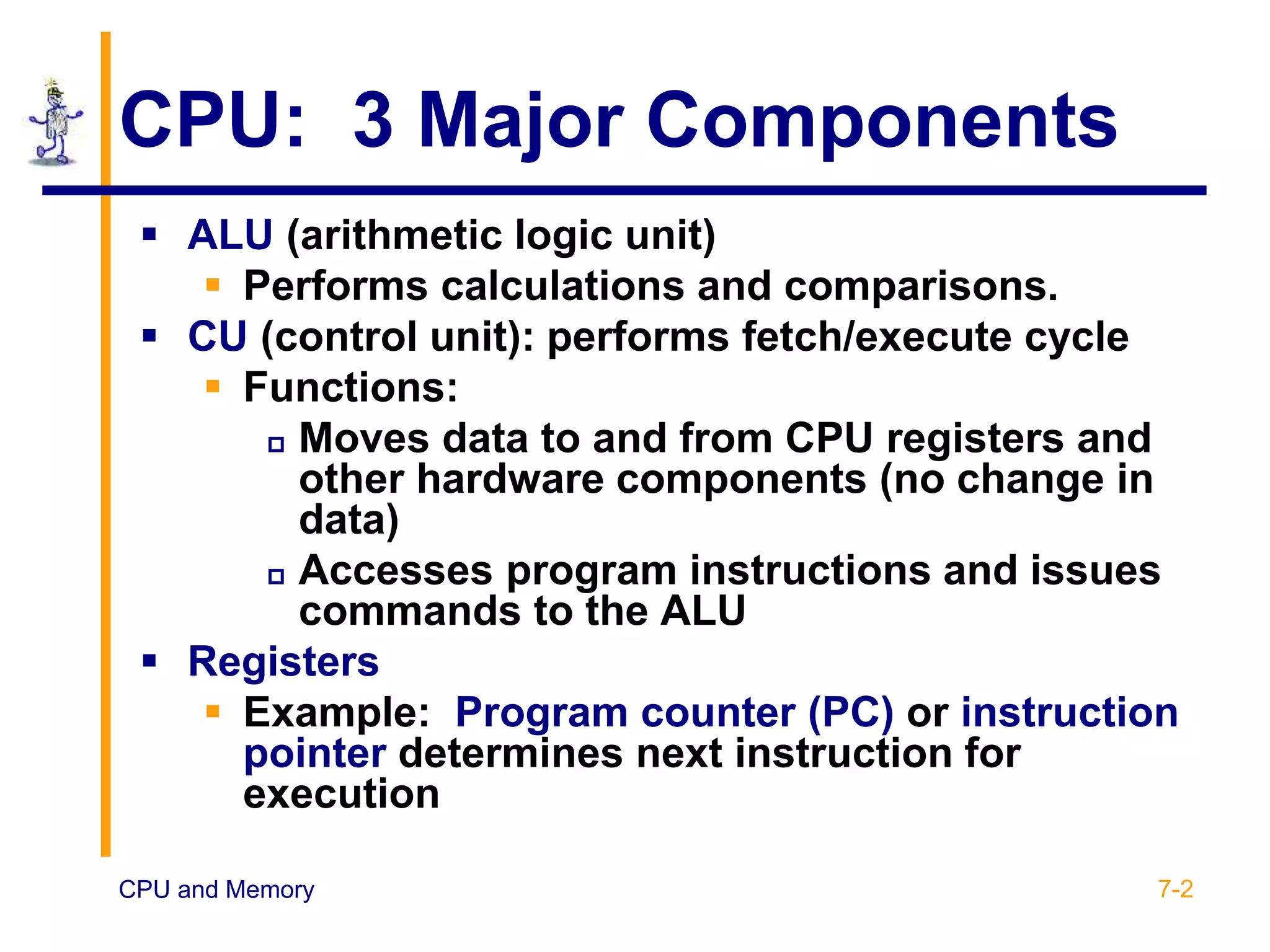 The CPU and Memory and Major Components | PPT