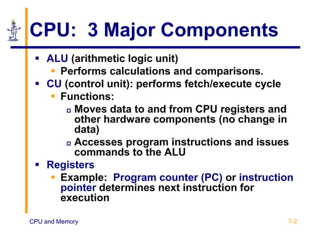 The CPU and Memory and Major Components | PPT