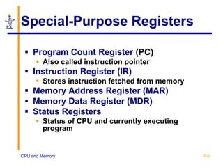 The CPU and Memory and Major Components | PPT
