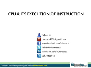 Cpu & its execution of instruction | PPTX