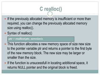Dynamic Memory allocation | PPTX | Programming Languages | Computing