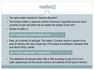 Dynamic Memory allocation | PPTX | Programming Languages | Computing
