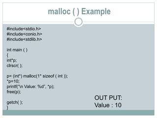 Dynamic Memory allocation | PPTX | Programming Languages | Computing