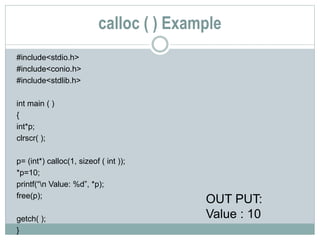 Dynamic Memory allocation | PPTX | Programming Languages | Computing