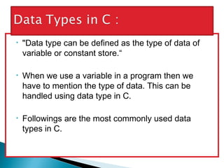 Datatypes in C Language | PPT