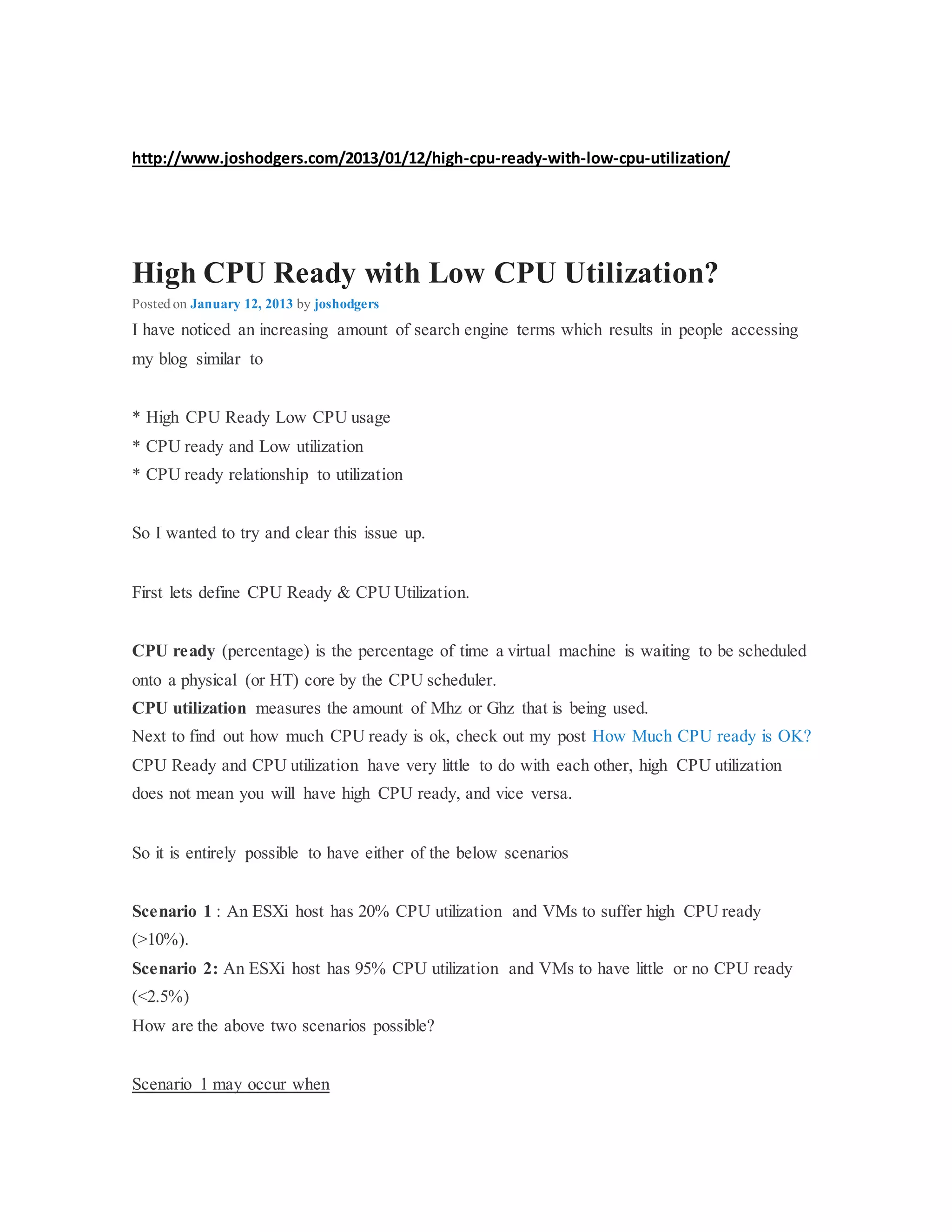 Cpu ready recomendaciones | DOCX