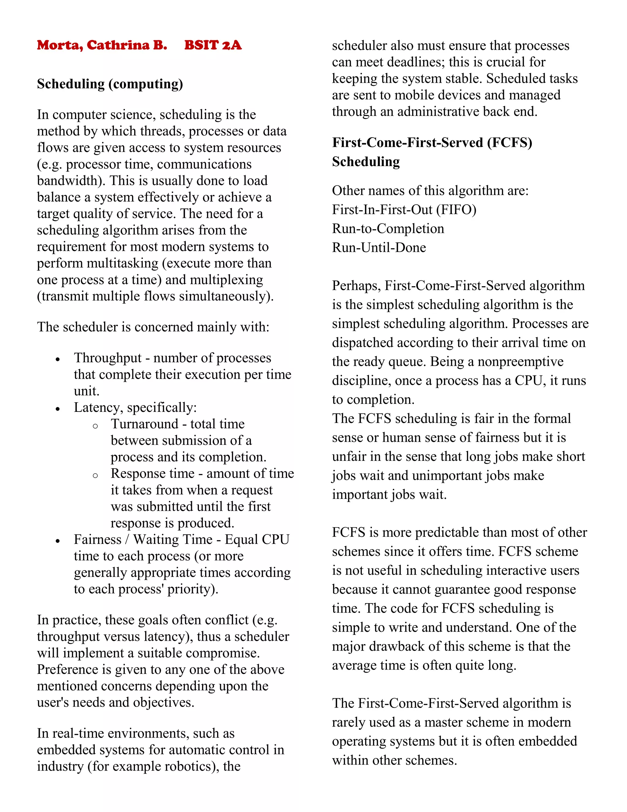 Cpu scheduling | PDF