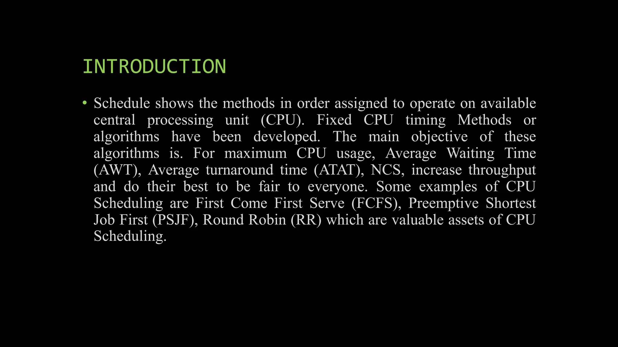 First in, First out and Round Robin CPU Scheduling | PPTX
