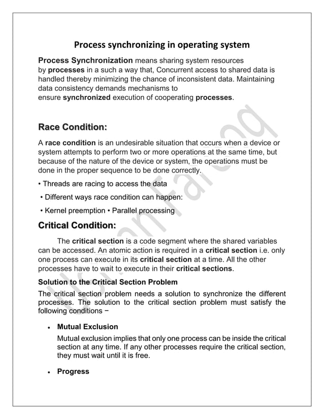 Cpu scheduling & process synchronizing | PDF